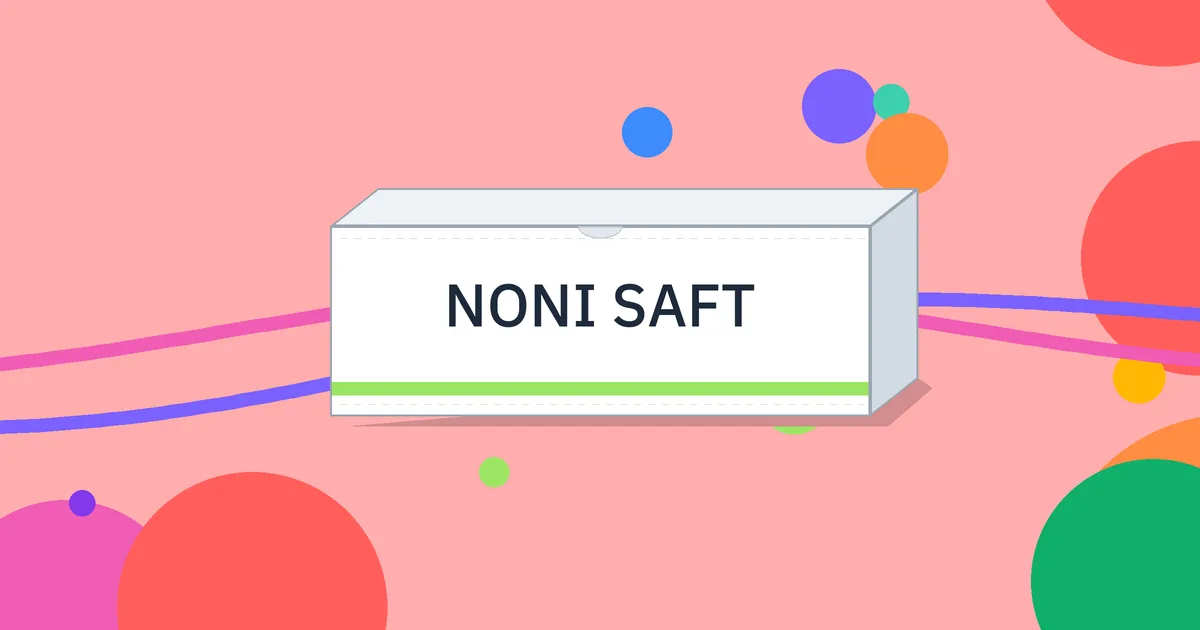 Symbolbild: Packung mit der Aufschrift NONI SAFT (PZN 05355191) – Verfügbarkeit und Bezug in Apotheken in Frankfurt am Main
