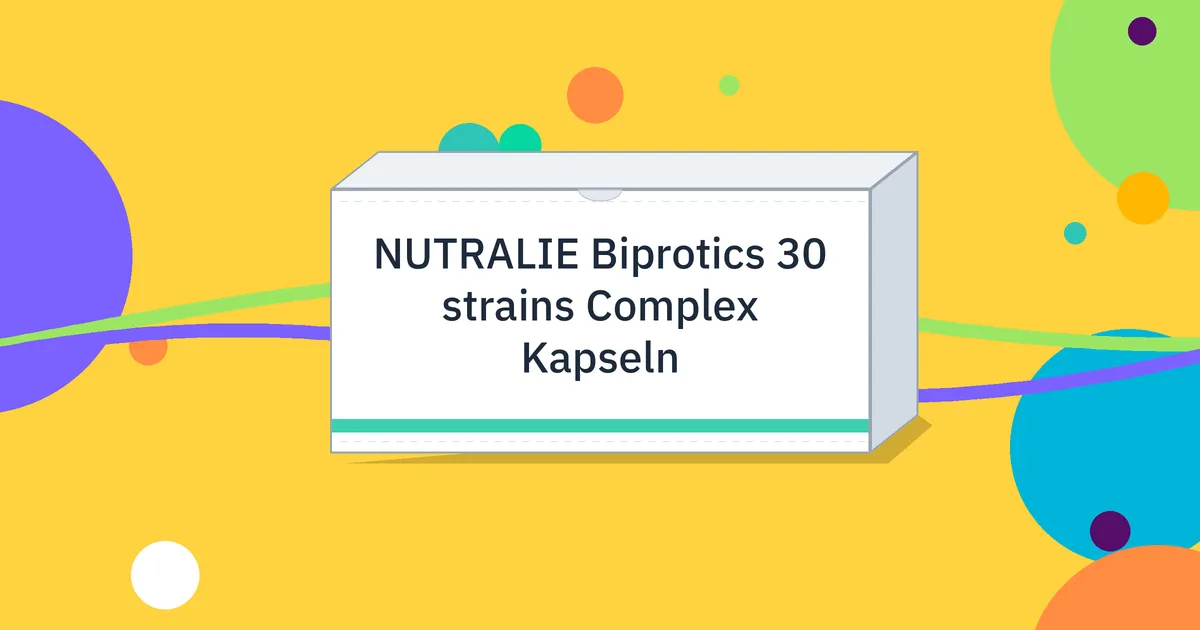 Symbolbild: Packung mit der Aufschrift NUTRALIE Biprotics 30 strains Complex Kapseln (PZN 18408026) – Verfügbarkeit und Bezug in Apotheken in Frankfurt am Main