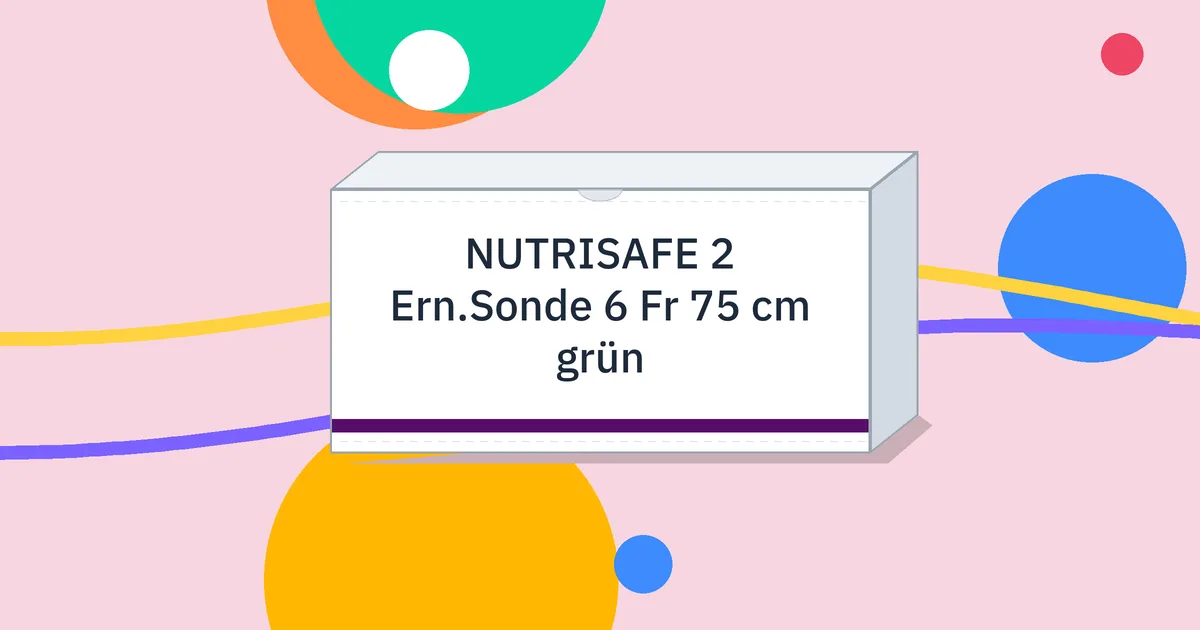 Symbolbild: Packung mit der Aufschrift NUTRISAFE 2 Ern.Sonde 6 Fr 75 cm grün (PZN 04955606) – Verfügbarkeit und Bezug in Apotheken in Frankfurt am Main