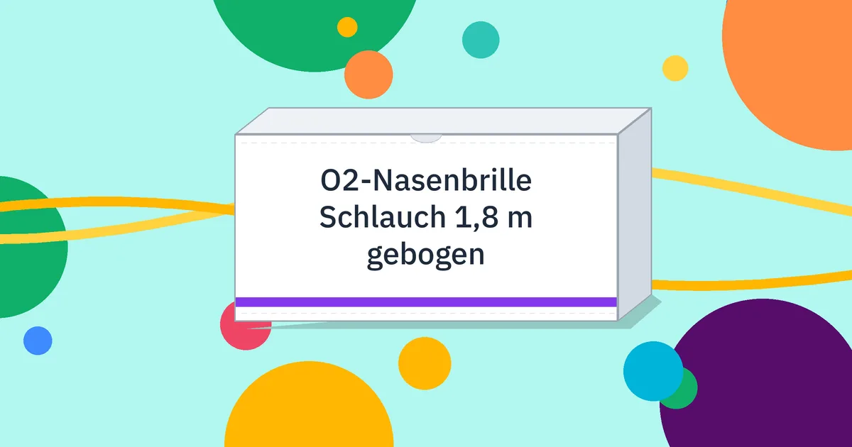 Symbolbild: Packung mit der Aufschrift O2-Nasenbrille Schlauch 1,8 m gebogen (PZN 16159659) – Verfügbarkeit und Bezug in Apotheken in Frankfurt am Main