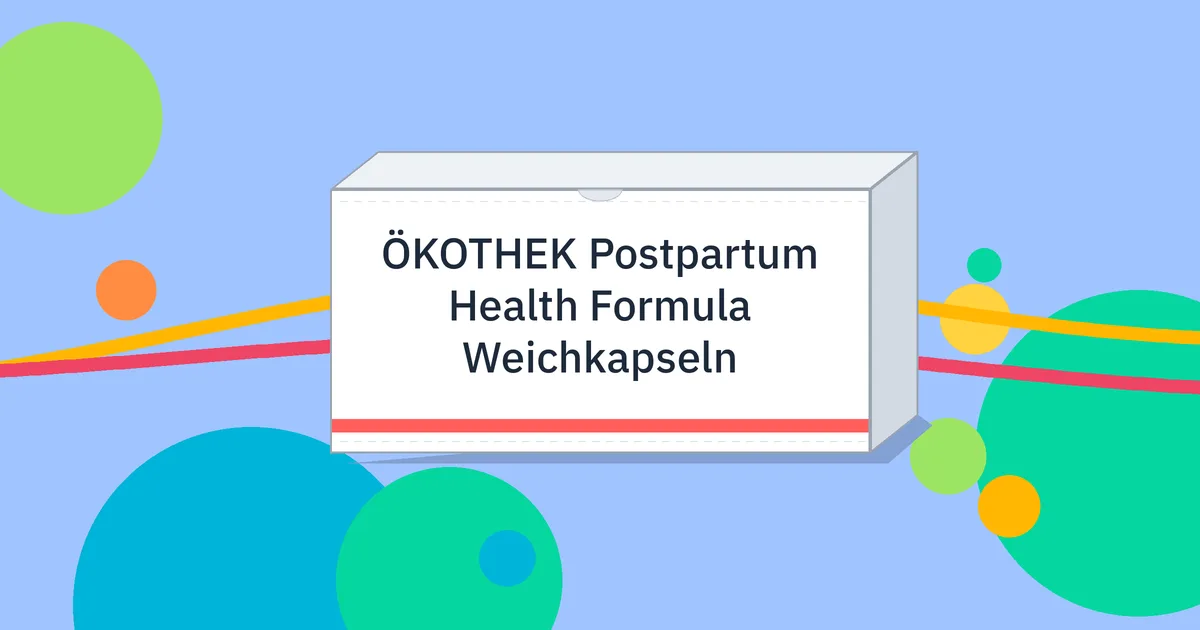 Symbolbild: Packung mit der Aufschrift ÖKOTHEK Postpartum Health Formula Weichkapseln (PZN 17852552) – Verfügbarkeit und Bezug in Apotheken in Frankfurt am Main