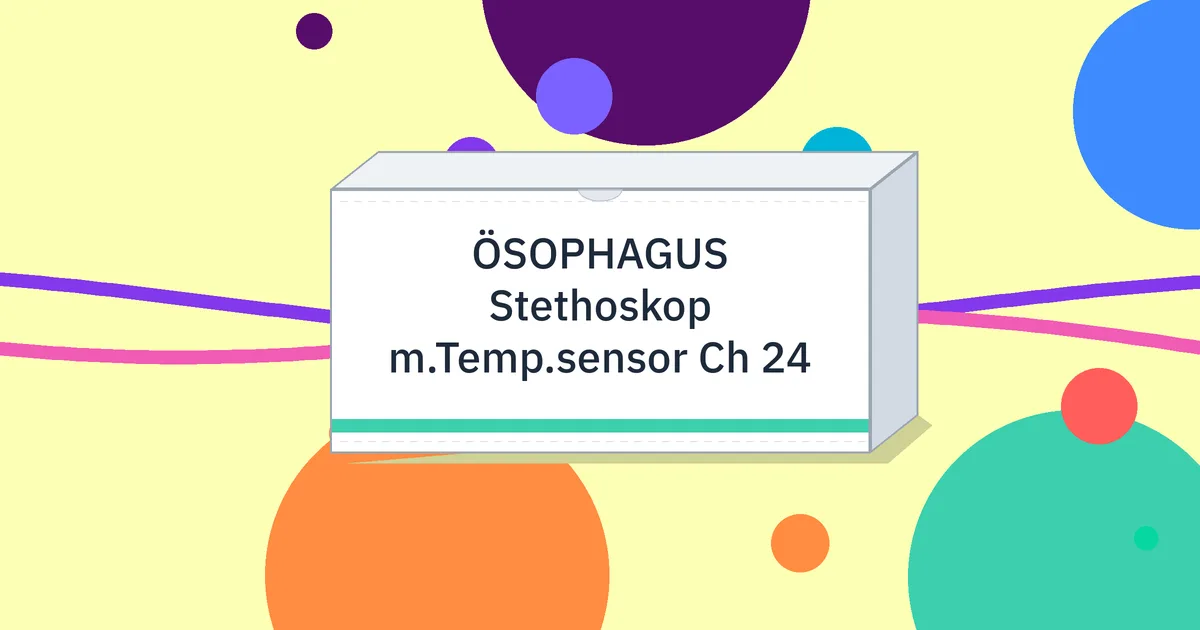 Symbolbild: Packung mit der Aufschrift ÖSOPHAGUS Stethoskop m.Temp.sensor Ch 24 (PZN 05510361) – Verfügbarkeit und Bezug in Apotheken in Frankfurt am Main