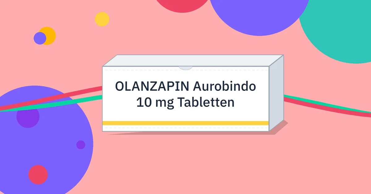 Symbolbild: Packung mit der Aufschrift OLANZAPIN Aurobindo 10 mg Tabletten (PZN 09618279) – Verfügbarkeit und Bezug in Apotheken in Frankfurt am Main
