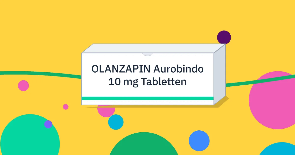 Symbolbild: Packung mit der Aufschrift OLANZAPIN Aurobindo 10 mg Tabletten (PZN 20508640) – Verfügbarkeit und Bezug in Apotheken in Frankfurt am Main