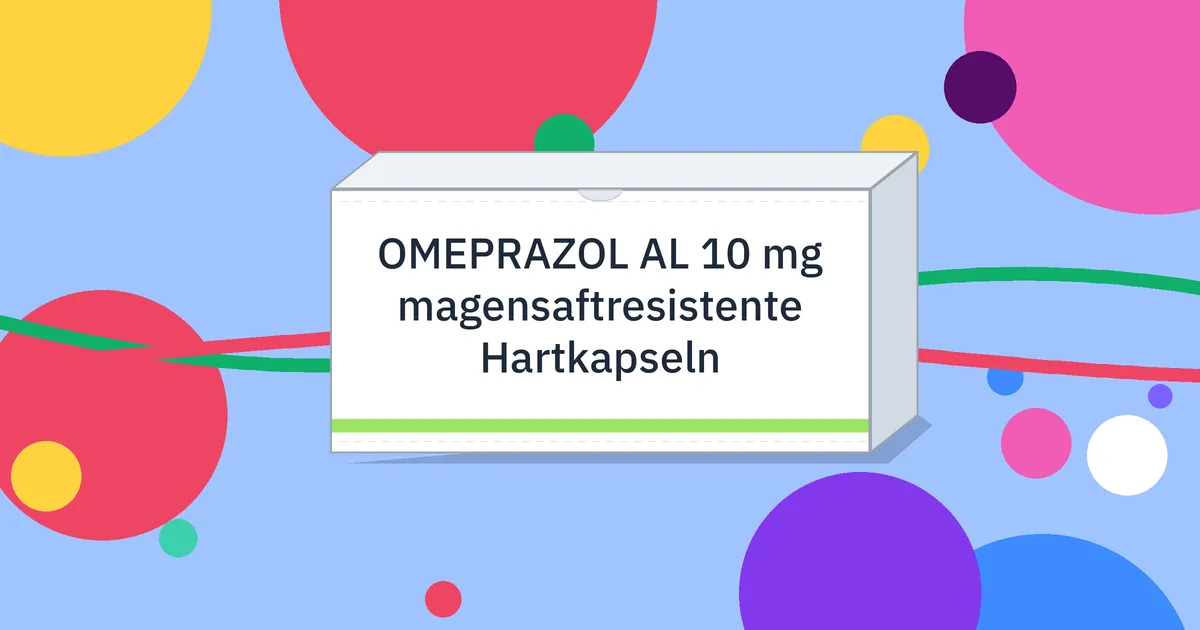 Symbolbild: Packung mit der Aufschrift OMEPRAZOL AL 10 mg magensaftresistente Hartkapseln (PZN 12644607) – Verfügbarkeit und Bezug in Apotheken in Frankfurt am Main