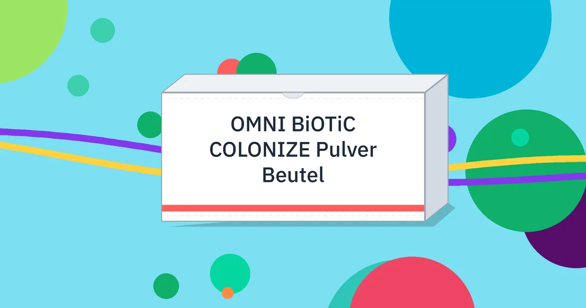 Symbolbild: Packung mit der Aufschrift OMNI BiOTiC COLONIZE Pulver Beutel (PZN 18111510) – Verfügbarkeit und Bezug in Apotheken in Frankfurt am Main