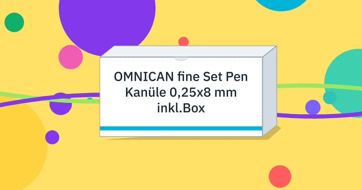 Symbolbild: Packung mit der Aufschrift OMNICAN fine Set Pen Kanüle 0,25x8 mm inkl.Box (PZN 13707190) – Verfügbarkeit und Bezug in Apotheken in Frankfurt am Main