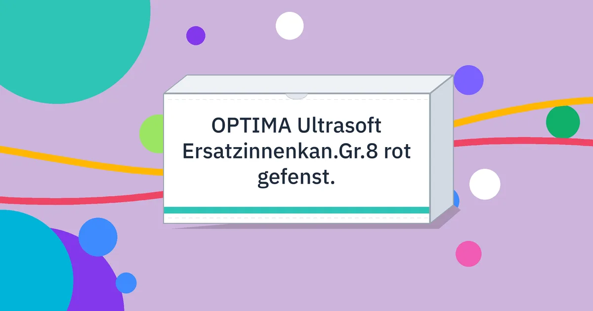 Symbolbild: Packung mit der Aufschrift OPTIMA Ultrasoft Ersatzinnenkan.Gr.8 rot gefenst. (PZN 10338906) – Verfügbarkeit und Bezug in Apotheken in Frankfurt am Main
