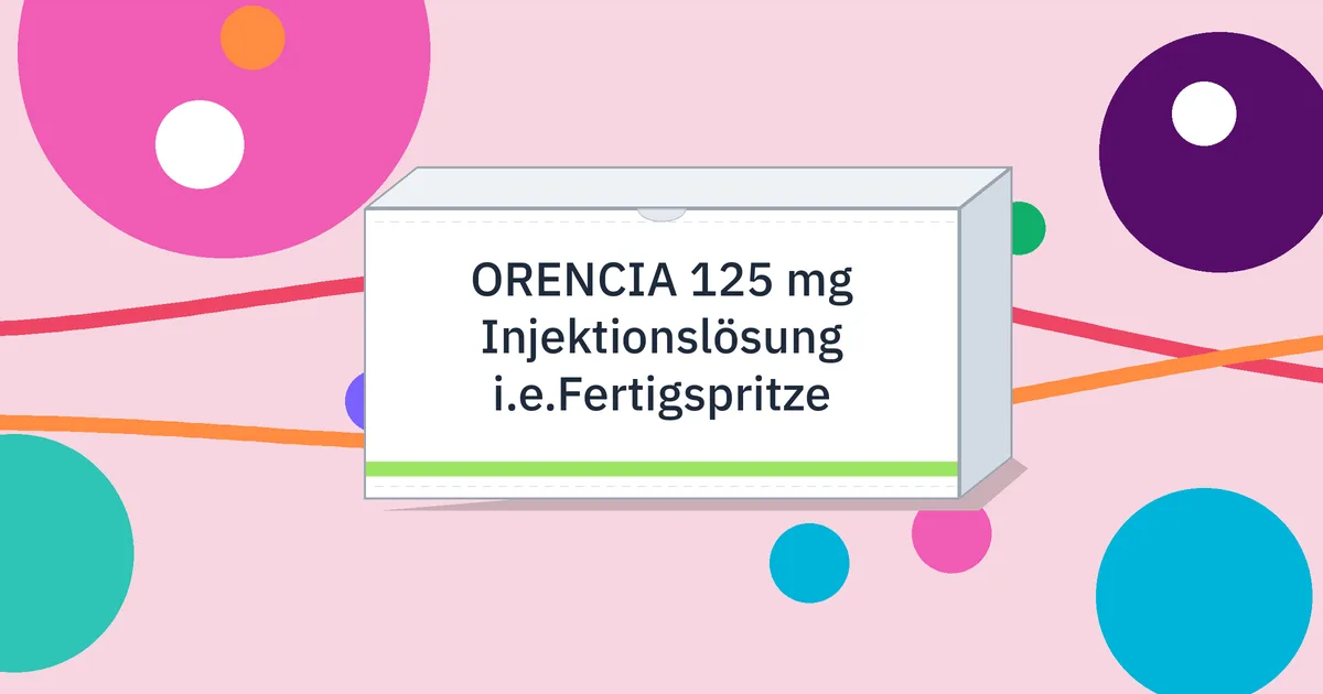 Symbolbild: Packung mit der Aufschrift ORENCIA 125 mg Injektionslösung i.e.Fertigspritze (PZN 15585526) – Verfügbarkeit und Bezug in Apotheken in Frankfurt am Main