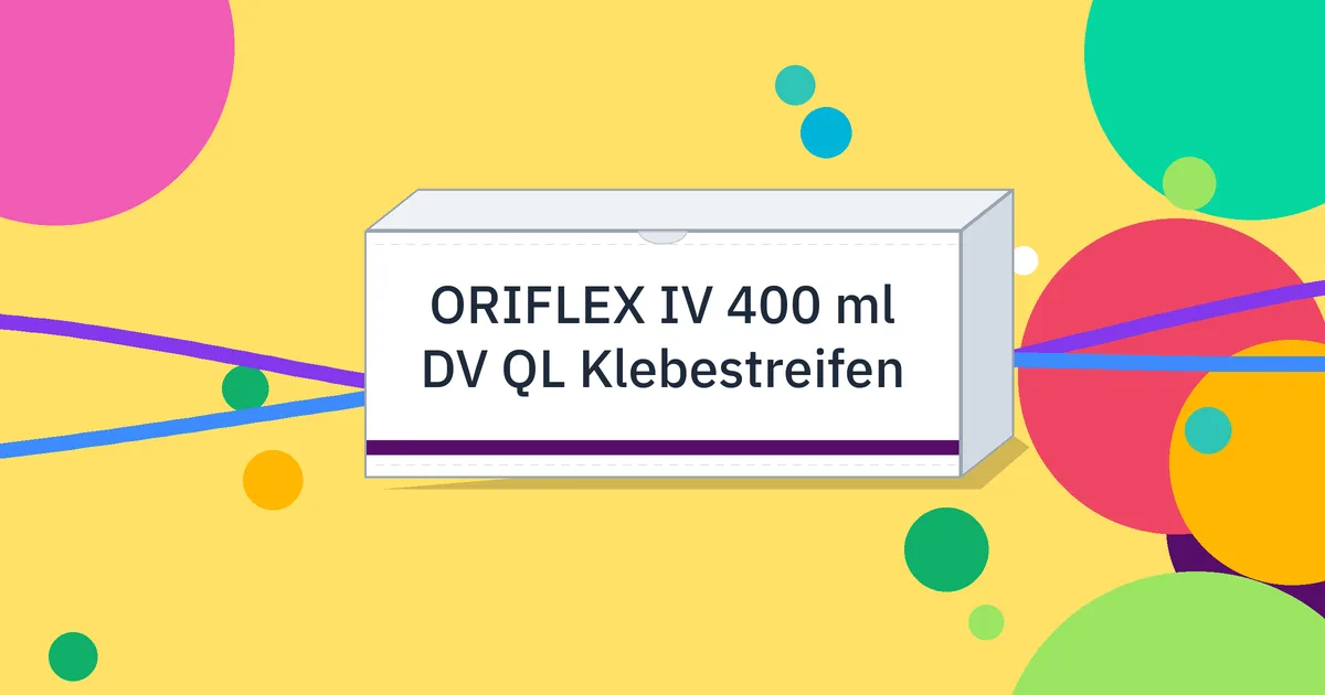 Symbolbild: Packung mit der Aufschrift ORIFLEX IV 400 ml DV QL Klebestreifen (PZN 17485533) – Verfügbarkeit und Bezug in Apotheken in Frankfurt am Main