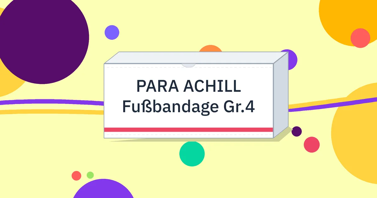 Symbolbild: Packung mit der Aufschrift PARA ACHILL Fußbandage Gr.4 (PZN 06985770) – Verfügbarkeit und Bezug in Apotheken in Frankfurt am Main