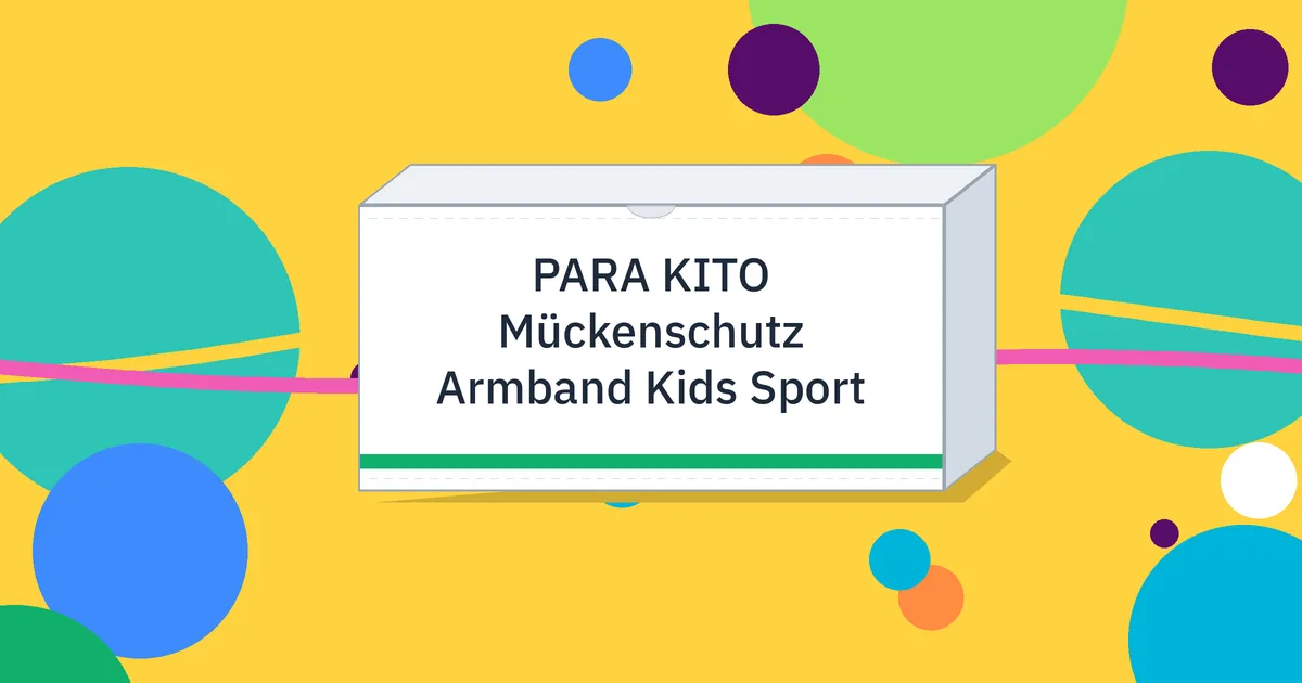 Symbolbild: Packung mit der Aufschrift PARA KITO Mückenschutz Armband Kids Sport (PZN 19164520) – Verfügbarkeit und Bezug in Apotheken in Frankfurt am Main