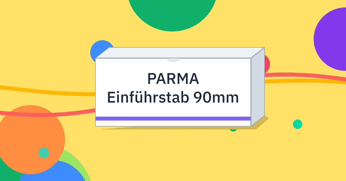 Symbolbild: Packung mit der Aufschrift PARMA Einführstab 90mm (PZN 01734750) – Verfügbarkeit und Bezug in Apotheken in Frankfurt am Main