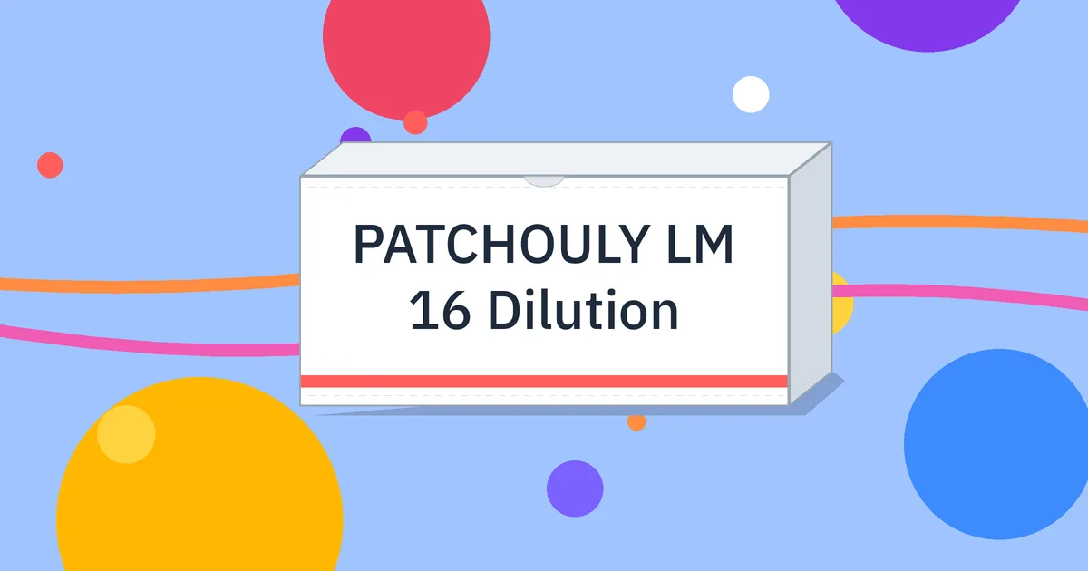 Symbolbild: Packung mit der Aufschrift PATCHOULY LM 16 Dilution (PZN 13632836) – Verfügbarkeit und Bezug in Apotheken in Frankfurt am Main