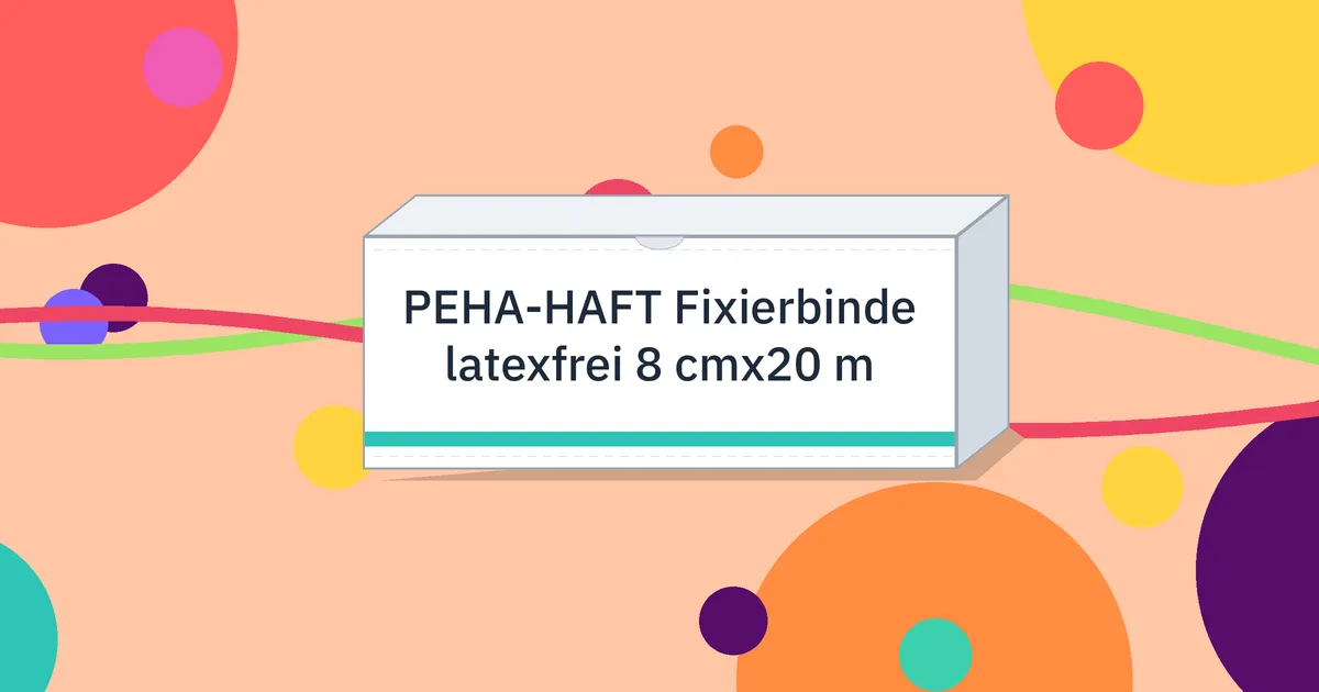 Symbolbild: Packung mit der Aufschrift PEHA-HAFT Fixierbinde latexfrei 8 cmx20 m (PZN 16236383) – Verfügbarkeit und Bezug in Apotheken in Frankfurt am Main