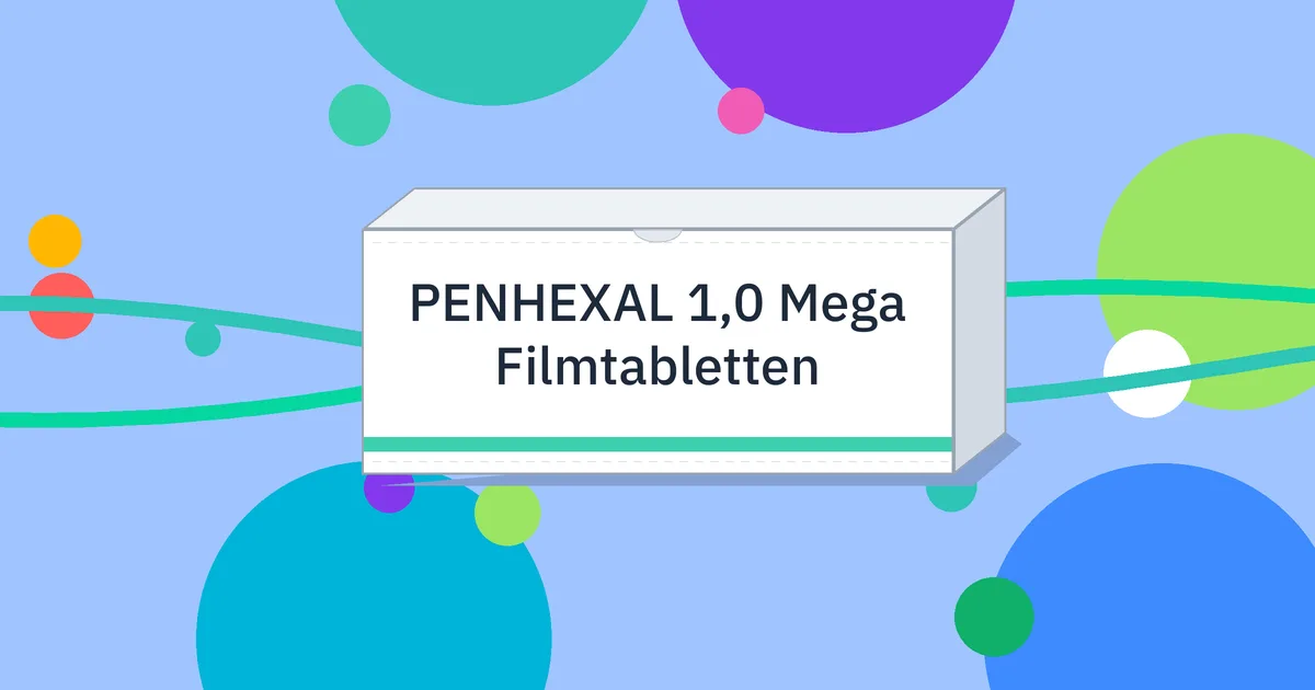 Symbolbild: Packung mit der Aufschrift PENHEXAL 1,0 Mega Filmtabletten (PZN 08412038) – Verfügbarkeit und Bezug in Apotheken in Frankfurt am Main