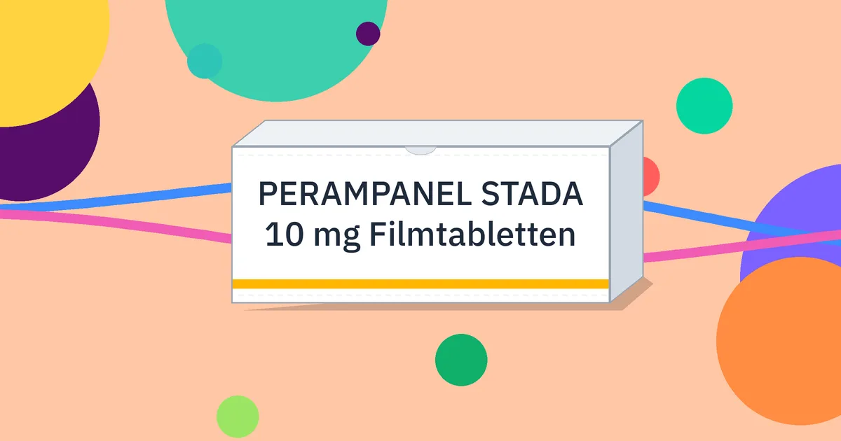 Symbolbild: Packung mit der Aufschrift PERAMPANEL STADA 10 mg Filmtabletten (PZN 20143397) – Verfügbarkeit und Bezug in Apotheken in Frankfurt am Main