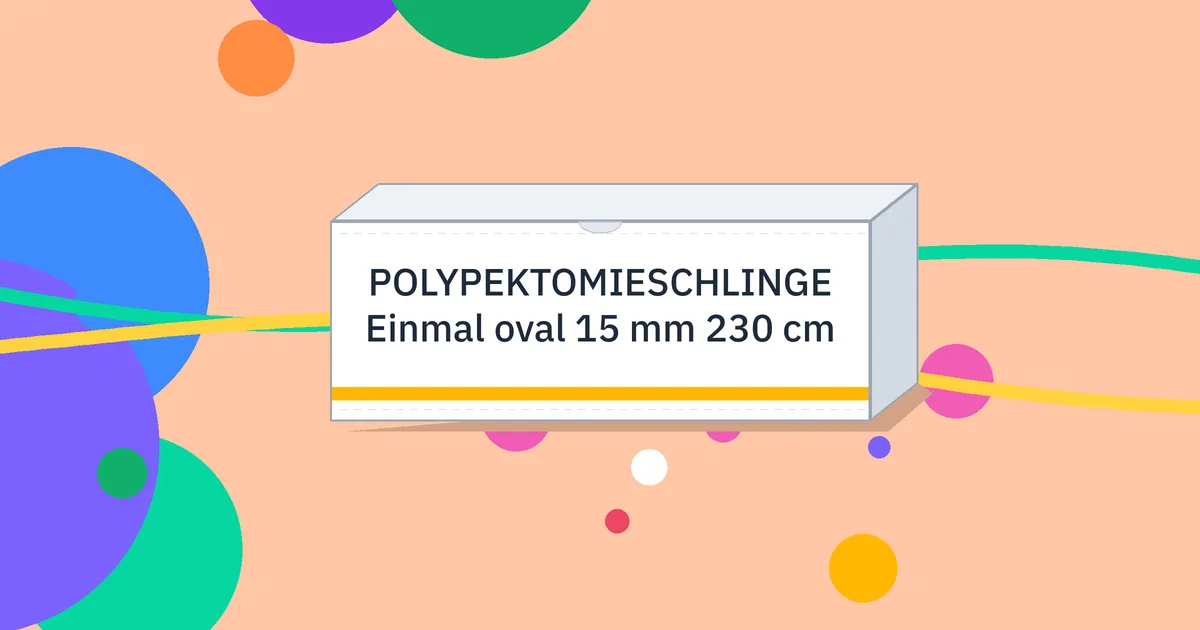 Symbolbild: Packung mit der Aufschrift POLYPEKTOMIESCHLINGE Einmal oval 15 mm 230 cm (PZN 16778629) – Verfügbarkeit und Bezug in Apotheken in Frankfurt am Main