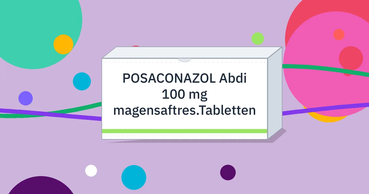 Symbolbild: Packung mit der Aufschrift POSACONAZOL Abdi 100 mg magensaftres.Tabletten (PZN 17842393) – Verfügbarkeit und Bezug in Apotheken in Frankfurt am Main