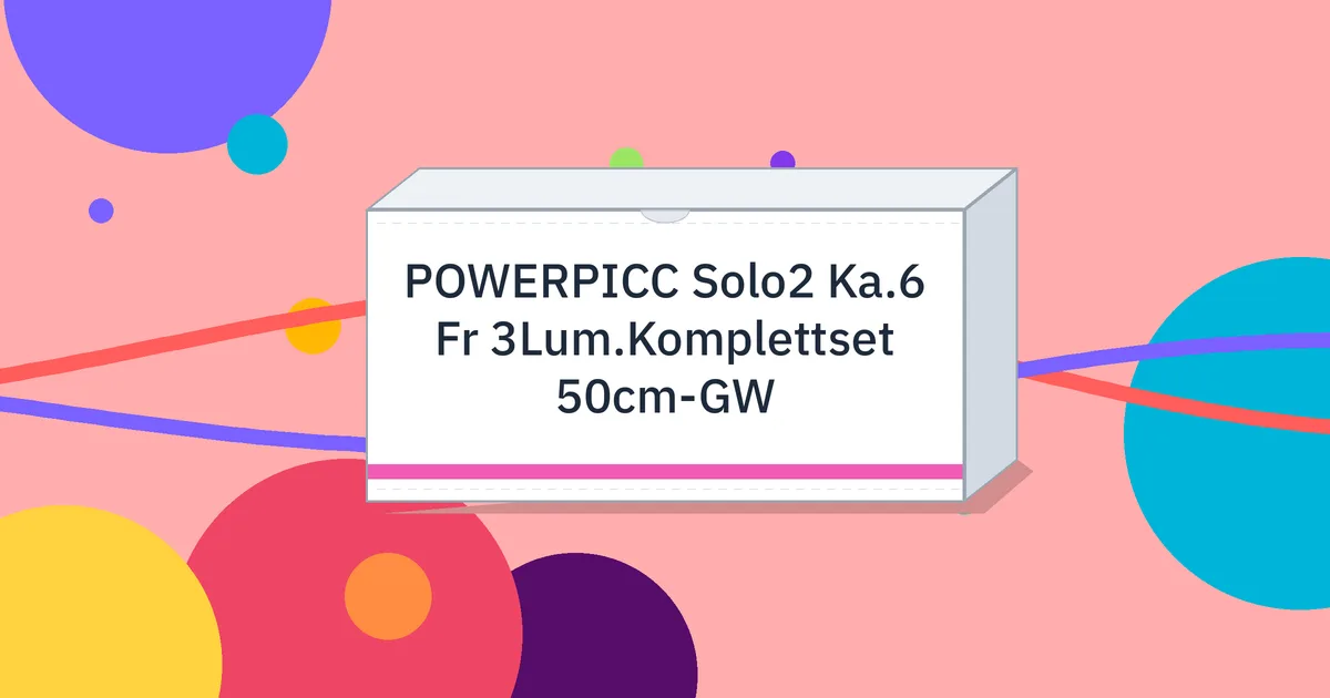 Symbolbild: Packung mit der Aufschrift POWERPICC Solo2 Ka.6 Fr 3Lum.Komplettset 50cm-GW (PZN 12398574) – Verfügbarkeit und Bezug in Apotheken in Frankfurt am Main