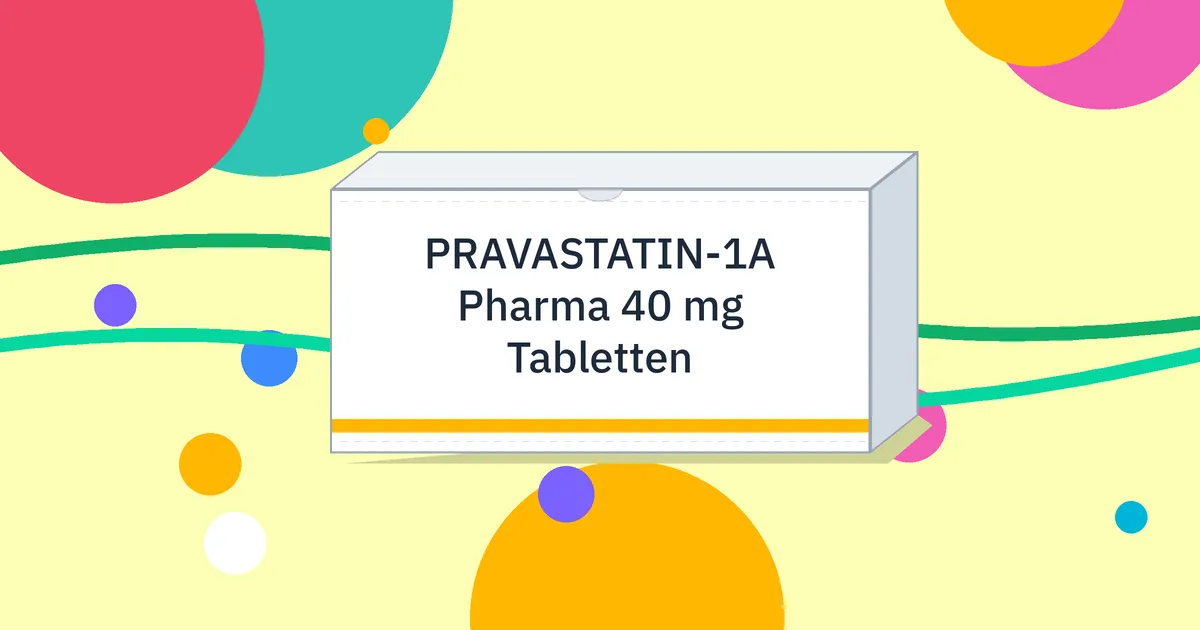 Symbolbild: Packung mit der Aufschrift PRAVASTATIN-1A Pharma 40 mg Tabletten (PZN 03417999) – Verfügbarkeit und Bezug in Apotheken in Frankfurt am Main