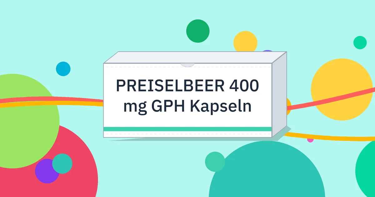 Symbolbild: Packung mit der Aufschrift PREISELBEER 400 mg GPH Kapseln (PZN 07352908) – Verfügbarkeit und Bezug in Apotheken in Frankfurt am Main