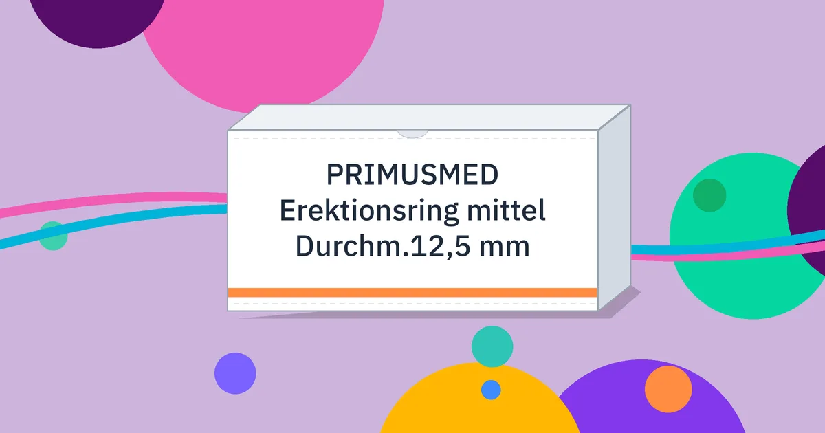 Symbolbild: Packung mit der Aufschrift PRIMUSMED Erektionsring mittel Durchm.12,5 mm (PZN 08855422) – Verfügbarkeit und Bezug in Apotheken in Frankfurt am Main