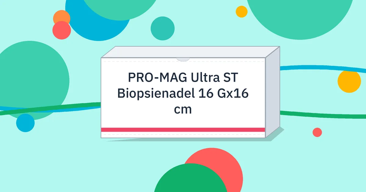 Symbolbild: Packung mit der Aufschrift PRO-MAG Ultra ST Biopsienadel 16 Gx16 cm (PZN 06768937) – Verfügbarkeit und Bezug in Apotheken in Frankfurt am Main