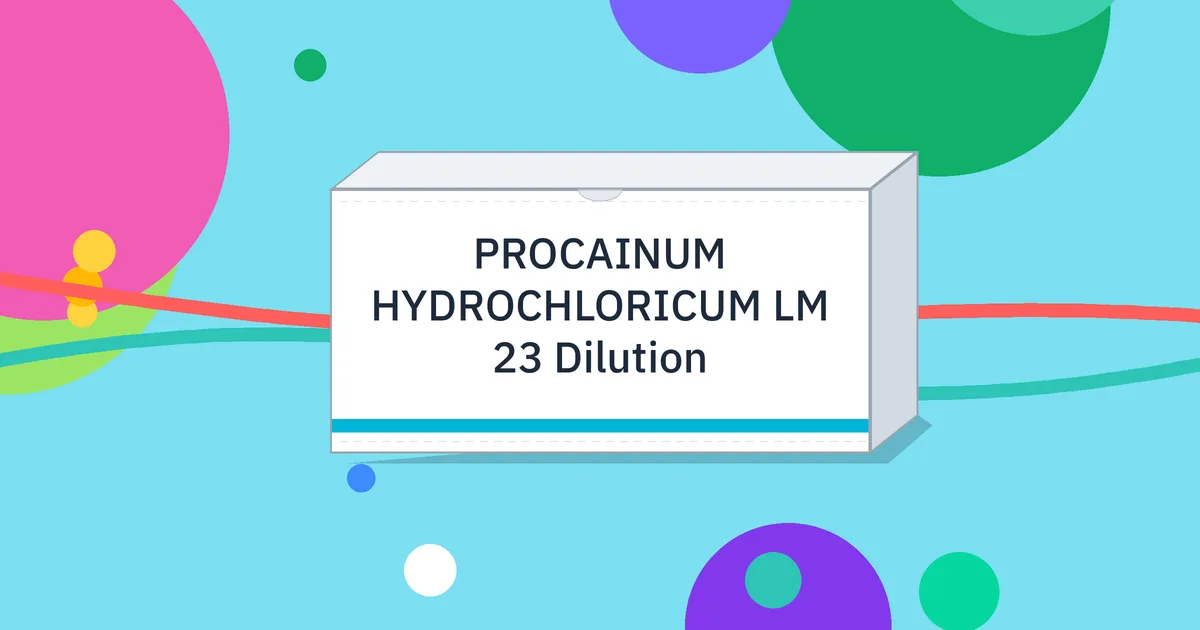 Symbolbild: Packung mit der Aufschrift PROCAINUM HYDROCHLORICUM LM 23 Dilution (PZN 13668567) – Verfügbarkeit und Bezug in Apotheken in Frankfurt am Main