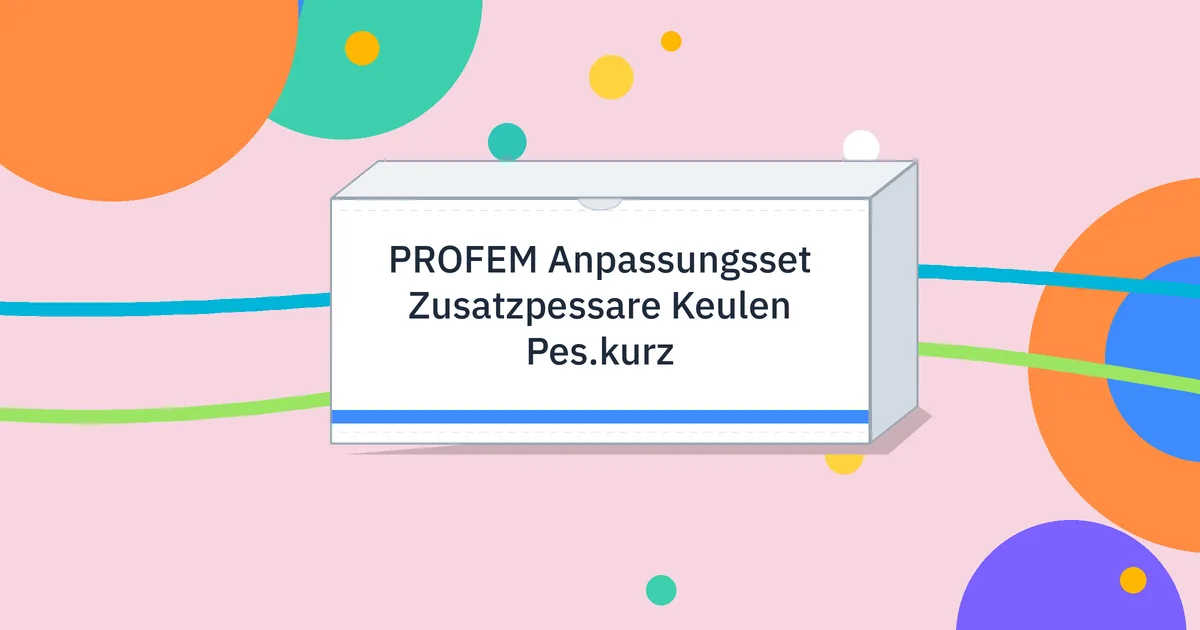 Symbolbild: Packung mit der Aufschrift PROFEM Anpassungsset Zusatzpessare Keulen Pes.kurz (PZN 20637662) – Verfügbarkeit und Bezug in Apotheken in Frankfurt am Main