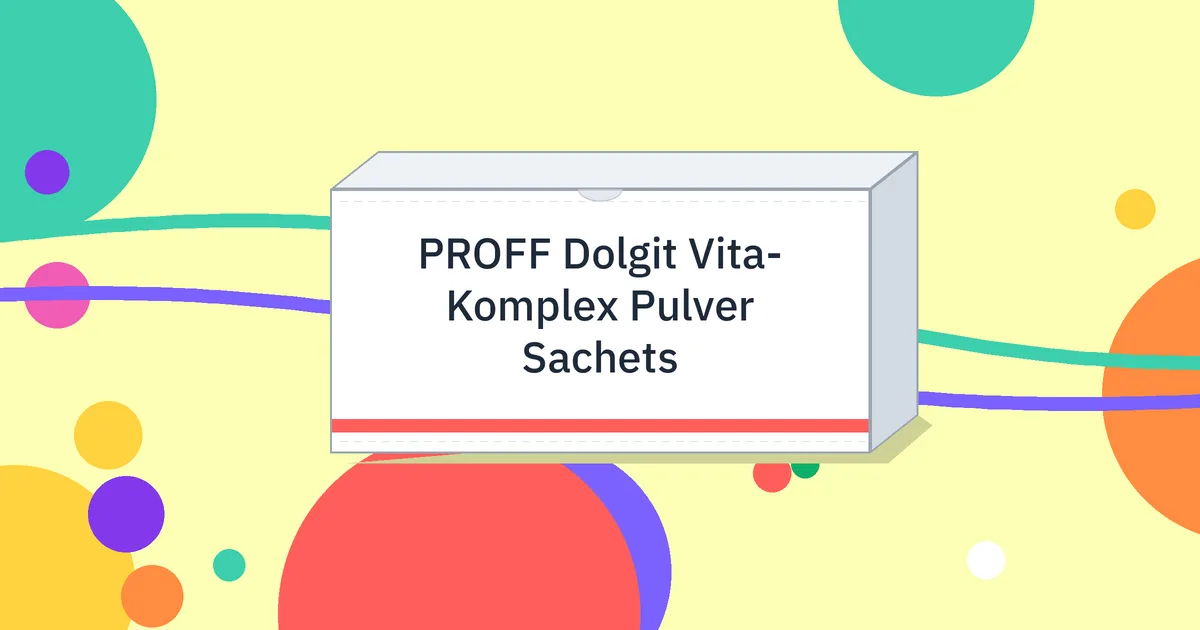 Symbolbild: Packung mit der Aufschrift PROFF Dolgit Vita-Komplex Pulver Sachets (PZN 19179527) – Verfügbarkeit und Bezug in Apotheken in Frankfurt am Main