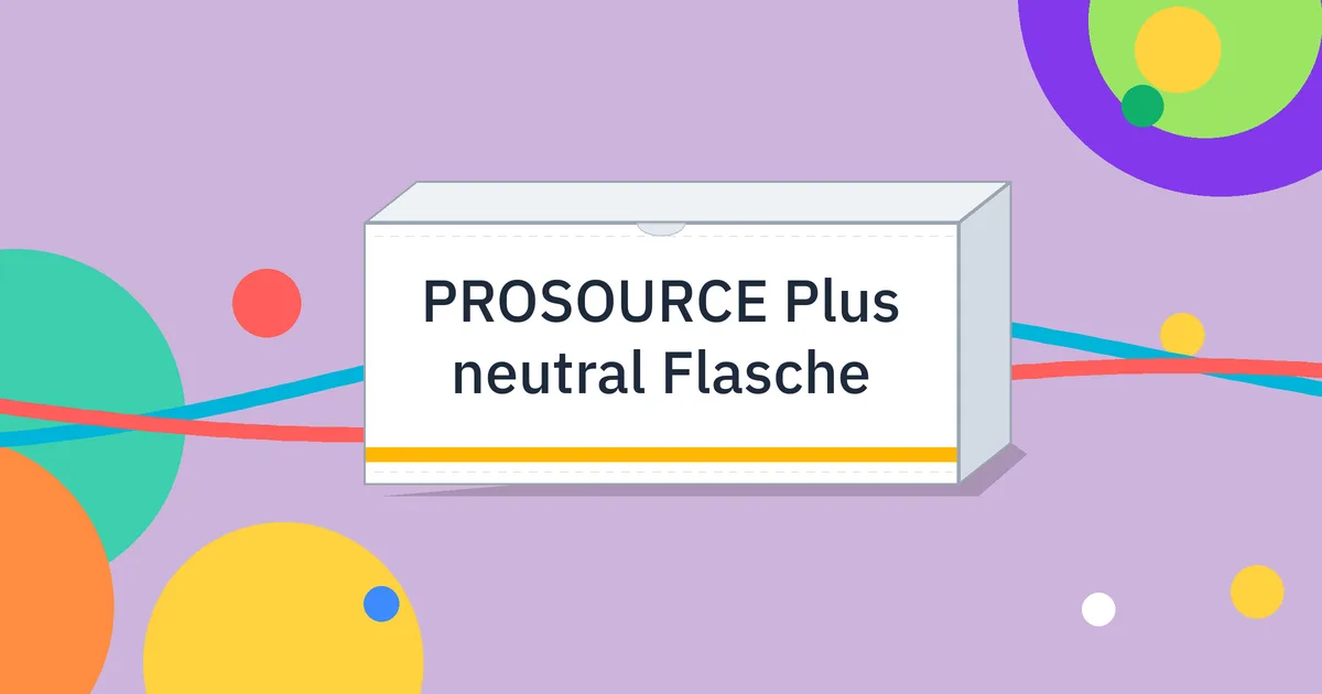 Symbolbild: Packung mit der Aufschrift PROSOURCE Plus neutral Flasche (PZN 19504068) – Verfügbarkeit und Bezug in Apotheken in Frankfurt am Main