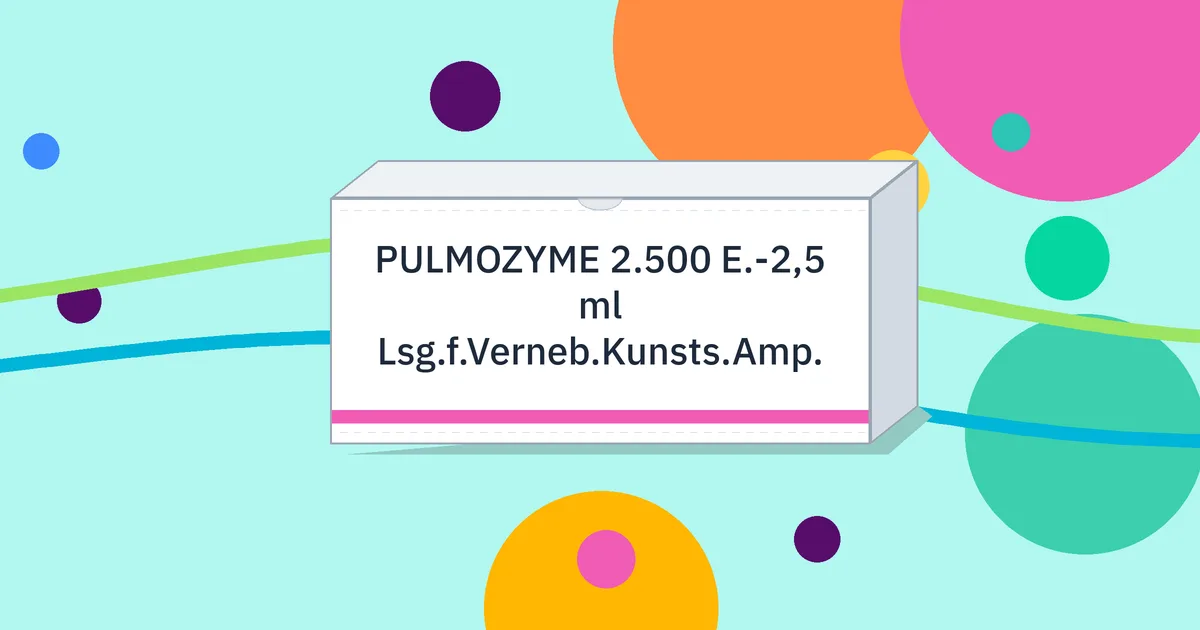 Symbolbild: Packung mit der Aufschrift PULMOZYME 2.500 E.-2,5 ml Lsg.f.Verneb.Kunsts.Amp. (PZN 14063501) – Verfügbarkeit und Bezug in Apotheken in Frankfurt am Main