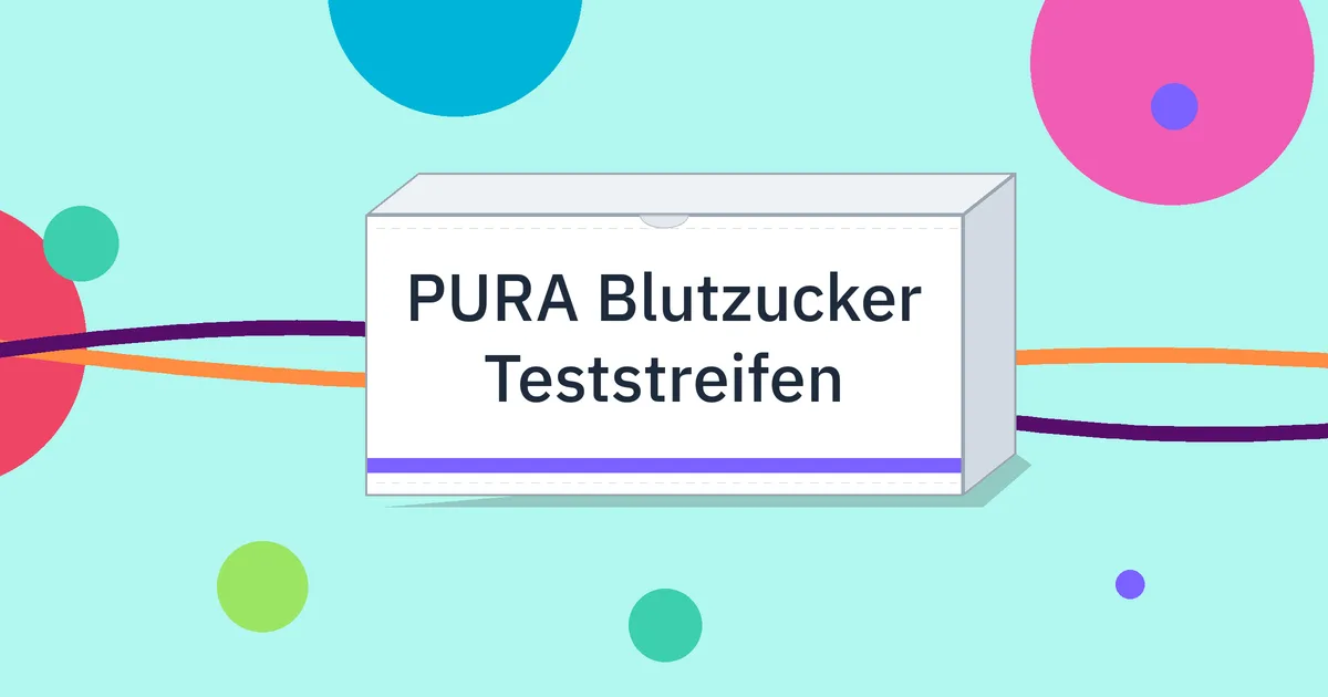 Symbolbild: Packung mit der Aufschrift PURA Blutzucker Teststreifen (PZN 17833112) – Verfügbarkeit und Bezug in Apotheken in Frankfurt am Main