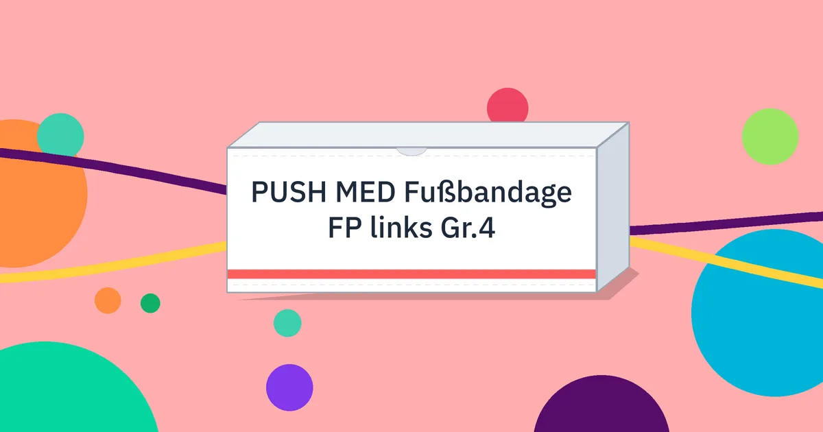 Symbolbild: Packung mit der Aufschrift PUSH MED Fußbandage FP links Gr.4 (PZN 20270090) – Verfügbarkeit und Bezug in Apotheken in Frankfurt am Main