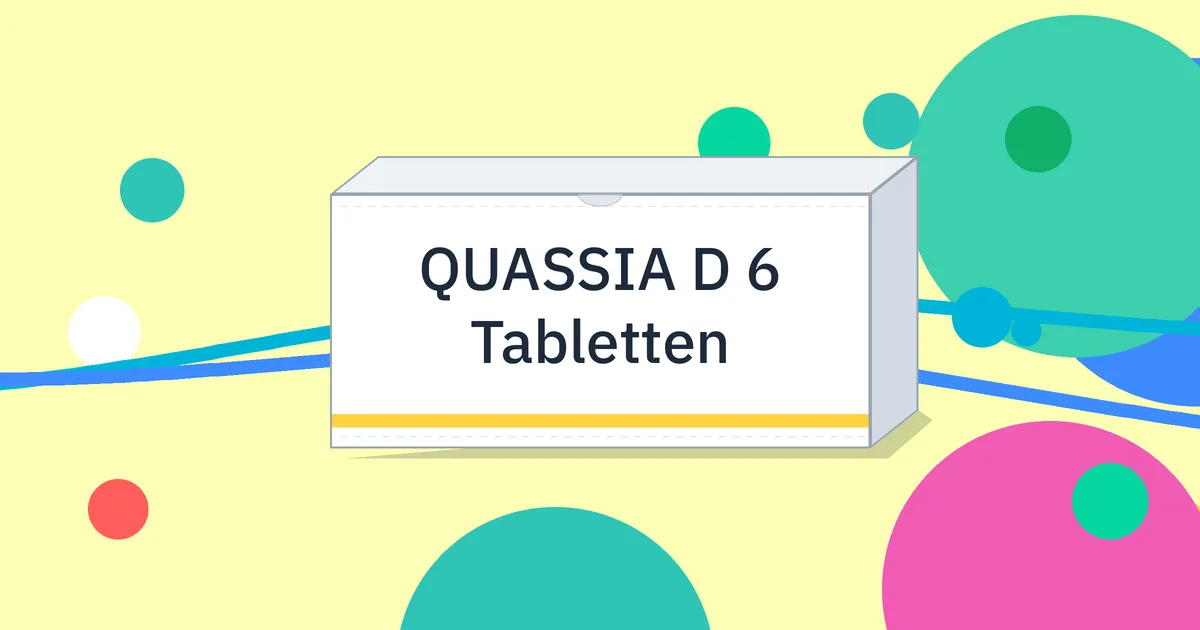 Symbolbild: Packung mit der Aufschrift QUASSIA D 6 Tabletten (PZN 04233669) – Verfügbarkeit und Bezug in Apotheken in Frankfurt am Main