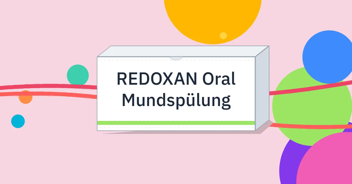Symbolbild: Packung mit der Aufschrift REDOXAN Oral Mundspülung (PZN 20936057) – Verfügbarkeit und Bezug in Apotheken in Frankfurt am Main