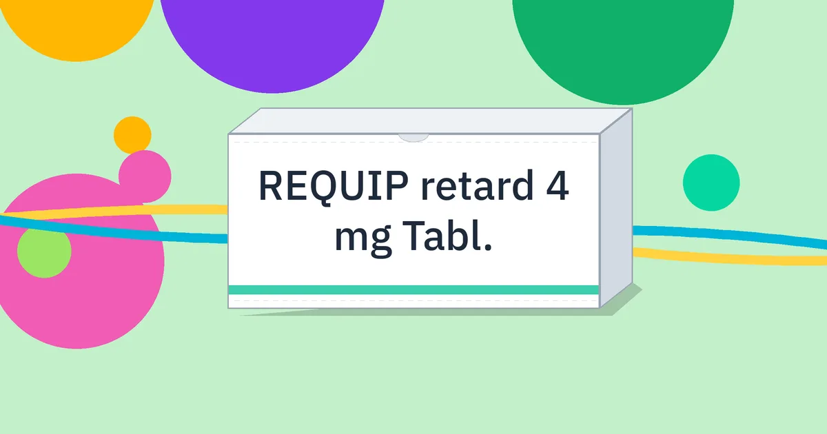 Symbolbild: Packung mit der Aufschrift REQUIP retard 4 mg Tabl. (PZN 09154377) – Verfügbarkeit und Bezug in Apotheken in Frankfurt am Main