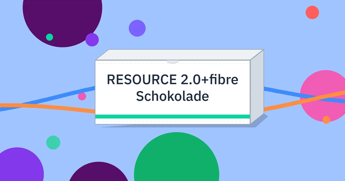 Symbolbild: Packung mit der Aufschrift RESOURCE 2.0+fibre Schokolade (PZN 20608560) – Verfügbarkeit und Bezug in Apotheken in Frankfurt am Main