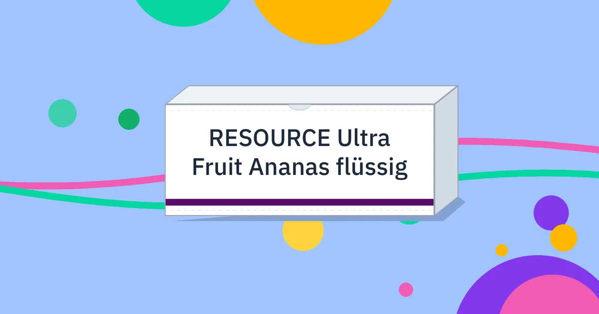 Symbolbild: Packung mit der Aufschrift RESOURCE Ultra Fruit Ananas flüssig (PZN 17160707) – Verfügbarkeit und Bezug in Apotheken in Frankfurt am Main