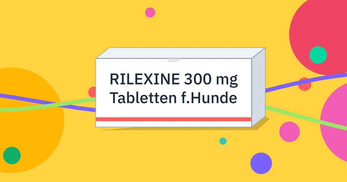 Symbolbild: Packung mit der Aufschrift RILEXINE 300 mg Tabletten f.Hunde (PZN 02329052) – Verfügbarkeit und Bezug in Apotheken in Frankfurt am Main