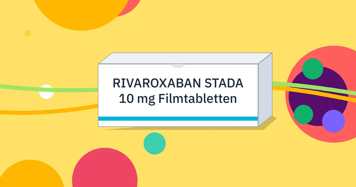 Symbolbild: Packung mit der Aufschrift RIVAROXABAN STADA 10 mg Filmtabletten (PZN 18358788) – Verfügbarkeit und Bezug in Apotheken in Frankfurt am Main