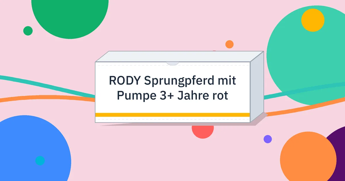 Symbolbild: Packung mit der Aufschrift RODY Sprungpferd mit Pumpe 3+ Jahre rot (PZN 15410465) – Verfügbarkeit und Bezug in Apotheken in Frankfurt am Main