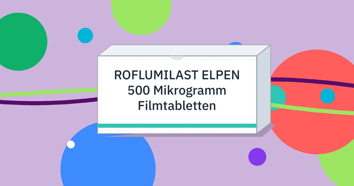 Symbolbild: Packung mit der Aufschrift ROFLUMILAST ELPEN 500 Mikrogramm Filmtabletten (PZN 17162847) – Verfügbarkeit und Bezug in Apotheken in Frankfurt am Main