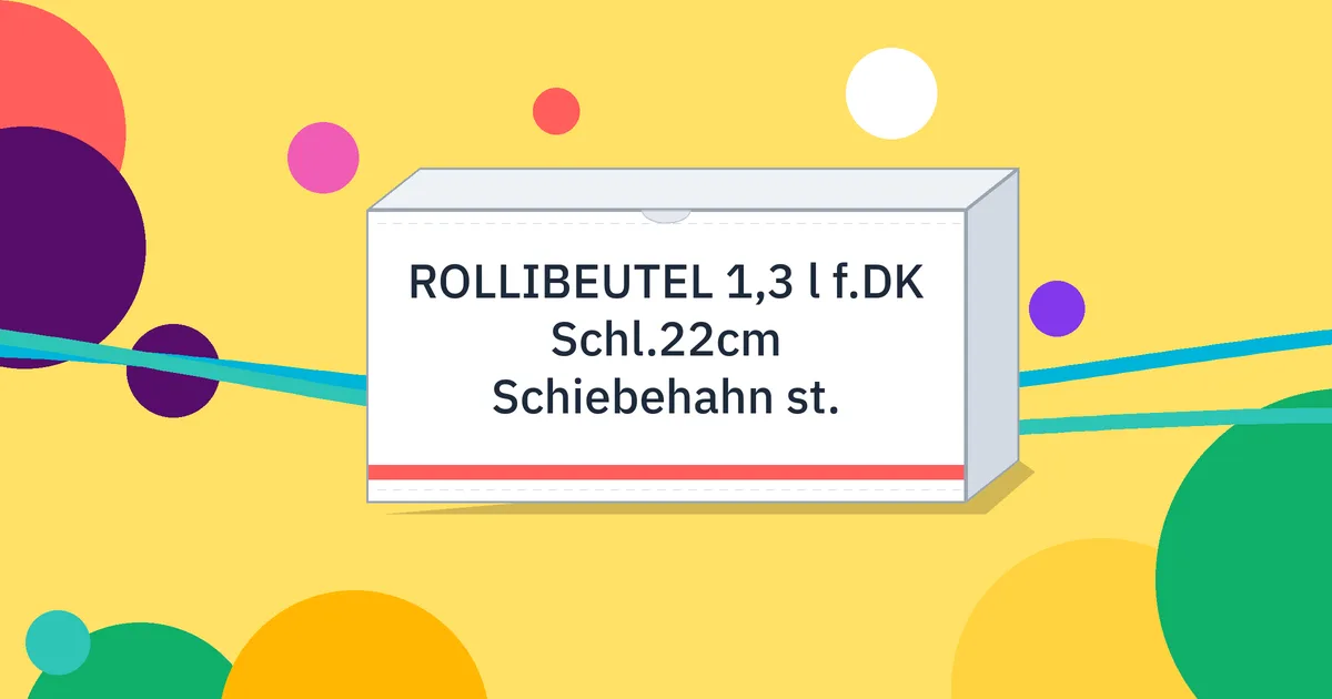 Symbolbild: Packung mit der Aufschrift ROLLIBEUTEL 1,3 l f.DK Schl.22cm Schiebehahn st. (PZN 06094717) – Verfügbarkeit und Bezug in Apotheken in Frankfurt am Main