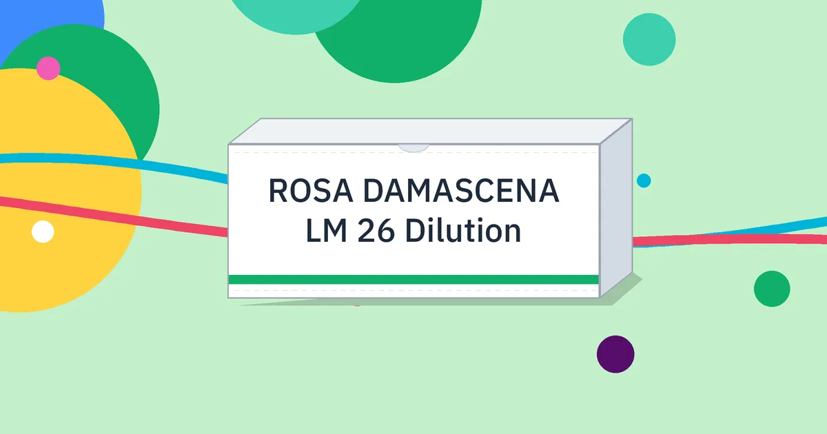 Symbolbild: Packung mit der Aufschrift ROSA DAMASCENA LM 26 Dilution (PZN 13056456) – Verfügbarkeit und Bezug in Apotheken in Frankfurt am Main