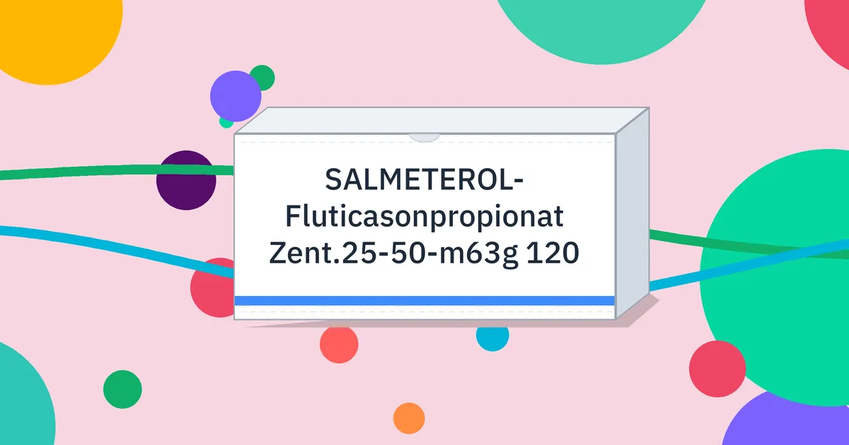 Symbolbild: Packung mit der Aufschrift SALMETEROL-Fluticasonpropionat Zent.25-50-m63g 120 (PZN 16957148) – Verfügbarkeit und Bezug in Apotheken in Frankfurt am Main