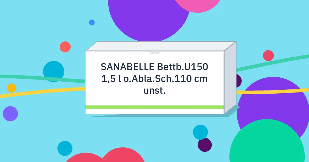 Symbolbild: Packung mit der Aufschrift SANABELLE Bettb.U150 1,5 l o.Abla.Sch.110 cm unst. (PZN 01606259) – Verfügbarkeit und Bezug in Apotheken in Frankfurt am Main