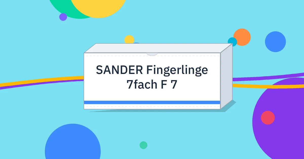 Symbolbild: Packung mit der Aufschrift SANDER Fingerlinge 7fach F 7 (PZN 00901424) – Verfügbarkeit und Bezug in Apotheken in Frankfurt am Main