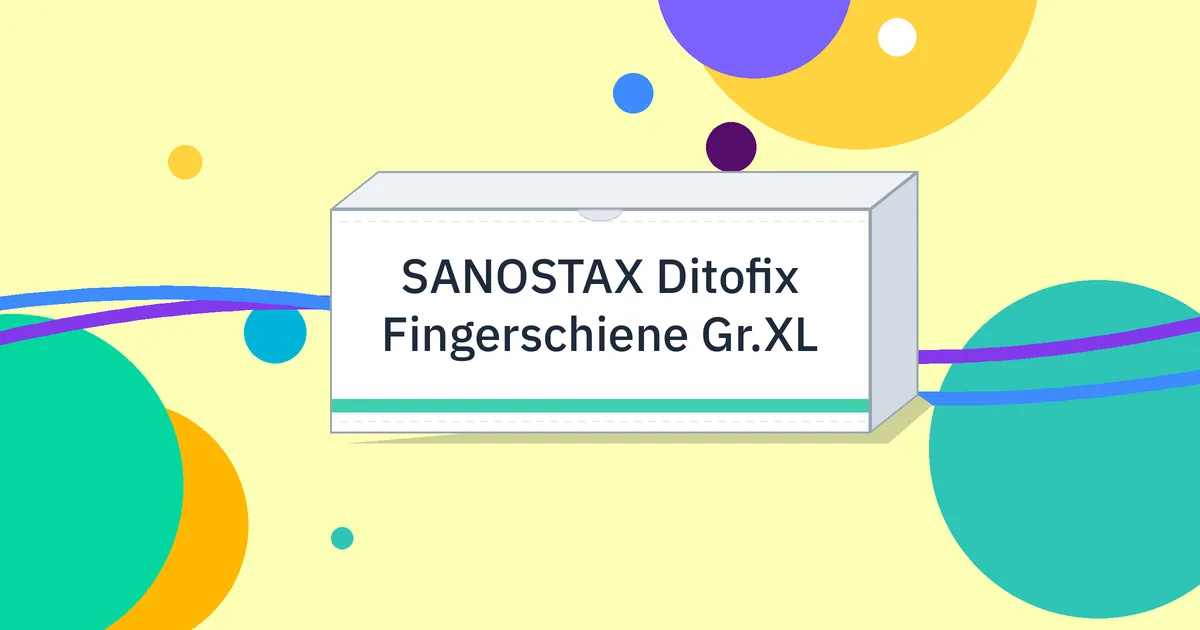 Symbolbild: Packung mit der Aufschrift SANOSTAX Ditofix Fingerschiene Gr.XL (PZN 11604675) – Verfügbarkeit und Bezug in Apotheken in Frankfurt am Main
